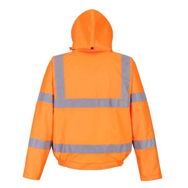 Hi-Vis Orange Breathable Rain Bomber Waterproof Jacket